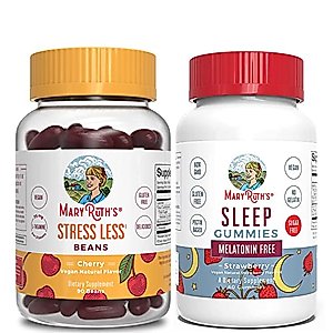 Stress Relief Vita-Beans for Adults & Adult Sleep Gummies NO Melatonin Bundle by MaryRuth's | Magnesium & L-Theanine | Natural Calm, Relaxation, Stress and Mood Support | NO Melatonin | Sleep Support