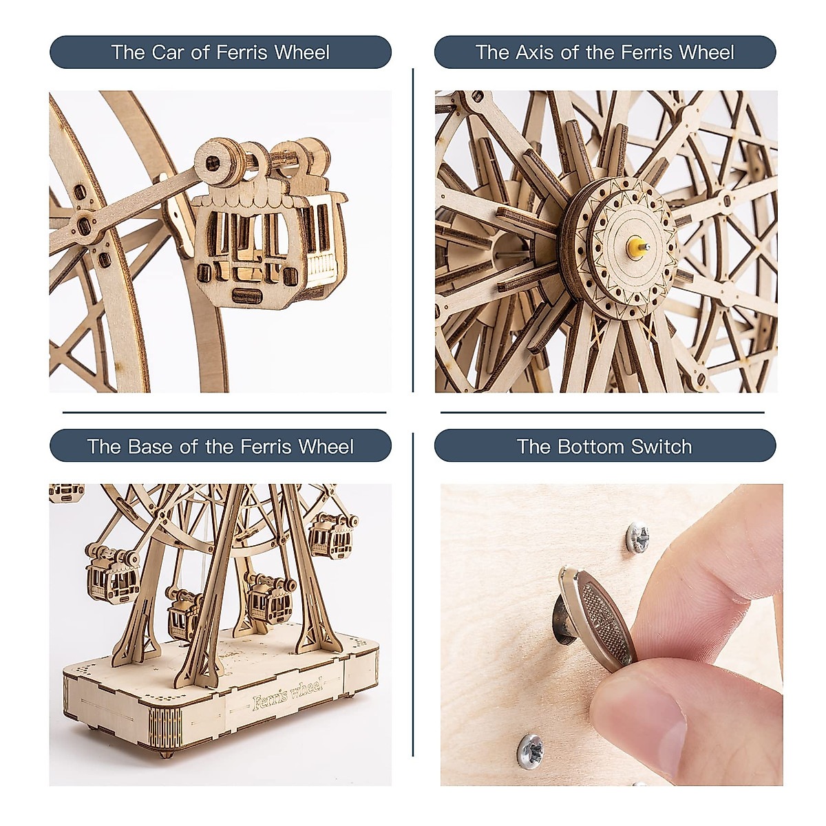 Rowood 3D Puzzles for Adults, Model Kits for Adults, Wooden Music Box,DIY Craft Kits for Adults Teen Boy Gifts on Birthday Christmas - Ferris Wheel (232 PCS)