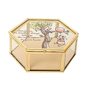 Disney Winnie the Pooh Jewelry Box - Glass Jewelry Case with Pooh and Piglet Design Jewelry Box, Officially Licensed