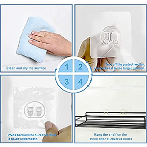 TEKNOTEL 4PCS Shower Caddy Adhesive Sticker Replacement Hook for Corner Shower Caddy Bathroom Rack Shelf Soap Dish Basket Wall Hanging Hook with Strong Sticky, No Drilling Bath Kitchen Organizer