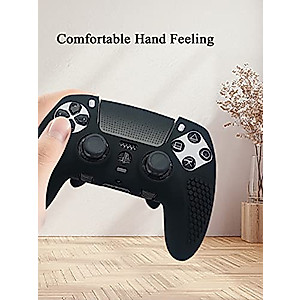 MOJOXR Controller Silicone Cover and Stick Caps for PS5 DualSense Edge Wireless Controller,Anti-Slip Protector Skin and 10 Thumb Grip Caps Accessories for Playstation5 Edge Controller (black)