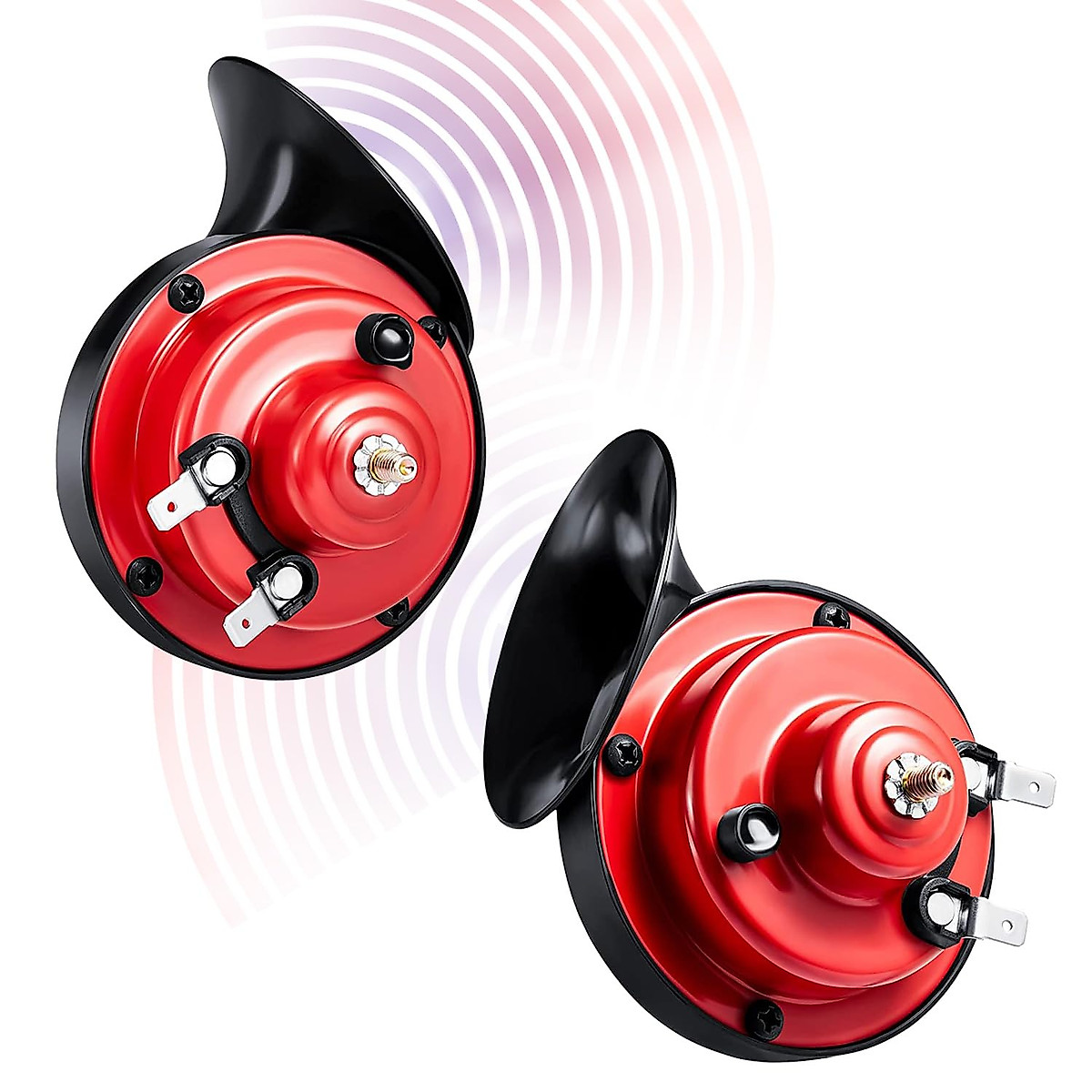 Ouffun Super Loud Waterproof Dual Horns, 12V 300DB, Universal Fit Kit for Cars, Motorcycles, Trucks, Trains & Boats (2 PCS)