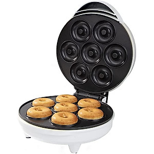 Mini Donut Maker, Electric Non-Stick Surface Makes 7 Small Doughnuts, Decorate or Ice Your Own for Kid Friendly Dessert or Snack