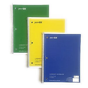 Pen + Gear 1 - Subject Spiral Notebook, College Ruled, 70 Sheets ( Yellow - Blue - Green)