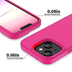 CAFEWICH for iPhone 14 Case, Slim Protective Shockproof Cover for Girls, Soft Liquid Silicone with Anti-Scratch Microfiber Lining Cover 6.1 Inch Display - Rose