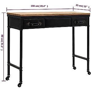 QJBSAVVA Console Table with Castors 39.4"x13"x31.5" Solid Wood Fir,Large Space Dresser Entry Tables Narrow end Table Couch Table Suitable for Home, Office, Bedroom, Meeting Room