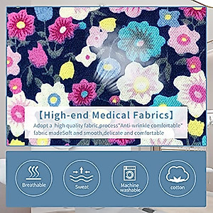 niaahinn 4PCS Adjustable Bouffant Scrub Hats with Button & Sweatband Cotton Working Cap Cartoon Printing Nurse Hats (32001-32077-32096-32109)