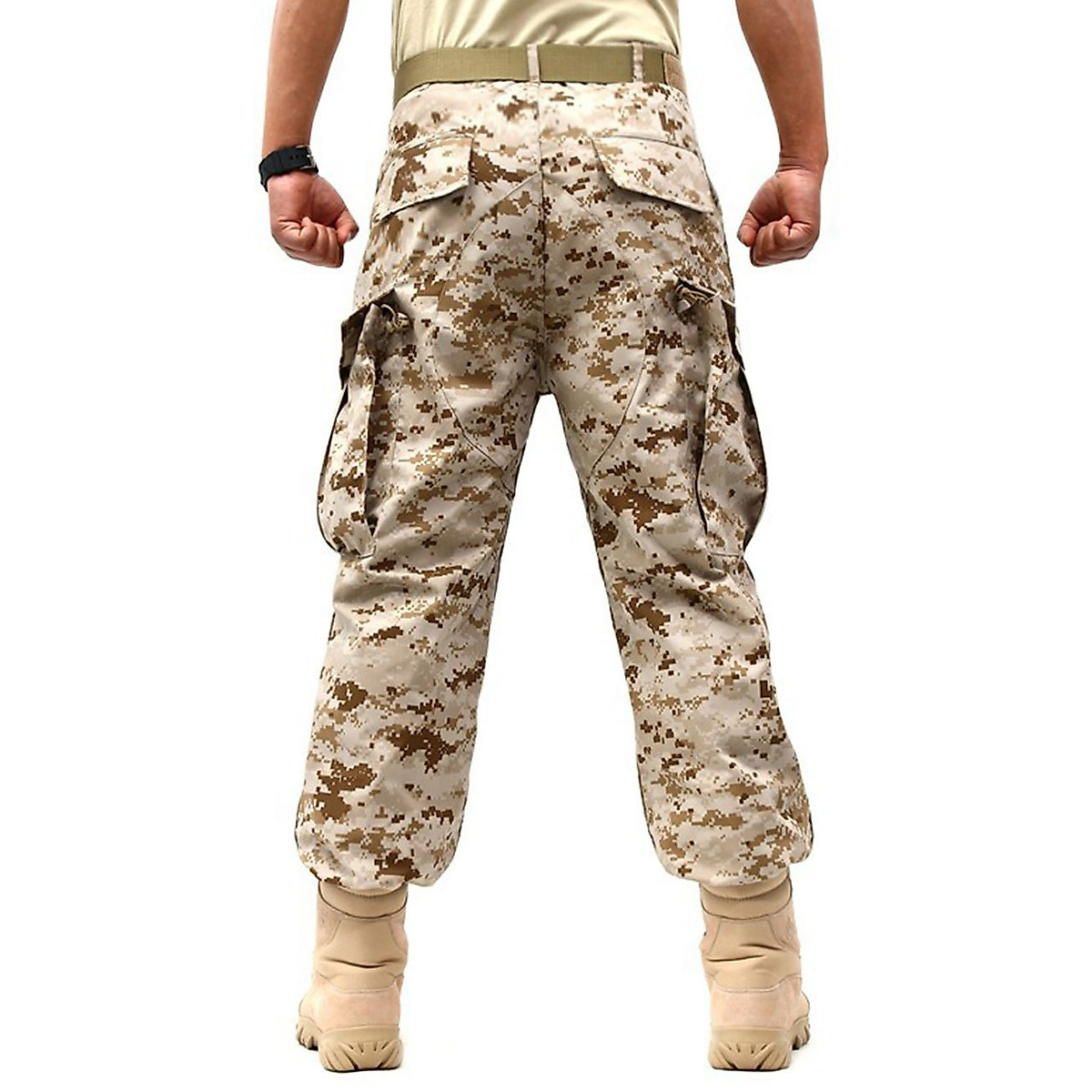 ZLSLZ Men's Military Tactical Casual Camouflage Multi-Pocket BDU Cargo Pants Trousers (M, Desert Camo)