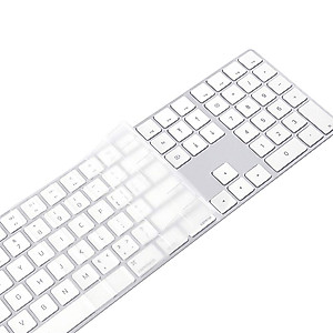 ProElife Keyboard Cover Skin for 2018-2017 Apple Magic Keyboard with Numeric Keypad A1843 US Enter MQ052LL/A Wireless Bluetooth Keyboard Ultra Thin Full Size TPU Protector, 0.13 mm, Transparent Clear