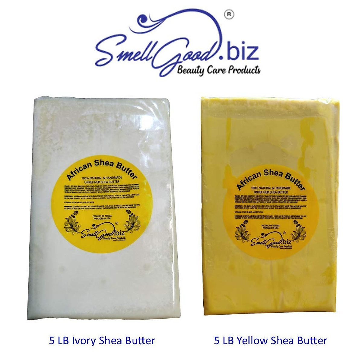 SmellGood Purest Ivory Unrefined African RAW Real Shea Butter 5lbs