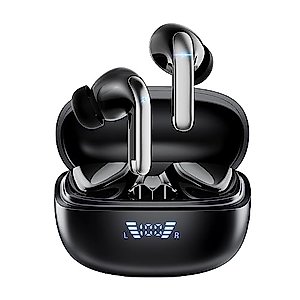 Wireless Earbuds, Bluetooth 5.3 Headphones 40H Playtime with 4 ENC Noise-Cancelling Mic, LED Digital Display Charging Case, Deep Bass IPX7 Waterproof Earphones Stereo Headset for Android iOS Black