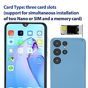 ASHATA S22 Ultra Unlocked Android Smartphone Cellphone, 6.3 inch FHD Face Unlock, 2G 3G Net Mobile Phone, WiFi BT FM GPS, Dual SIM, 1GB RAM 8GB ROM, 2MP 5MP Camera, 2800mAh, Blue (US)