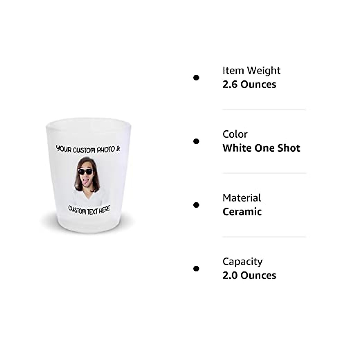 Shot Glasses Bar Accessories Custom Personalized Photo Picture & Text Alcohol Bar Supplies 1 Shot Ceramic 2 Oz
