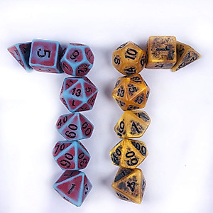 DND dice (Retro-Blue-Yellow)
