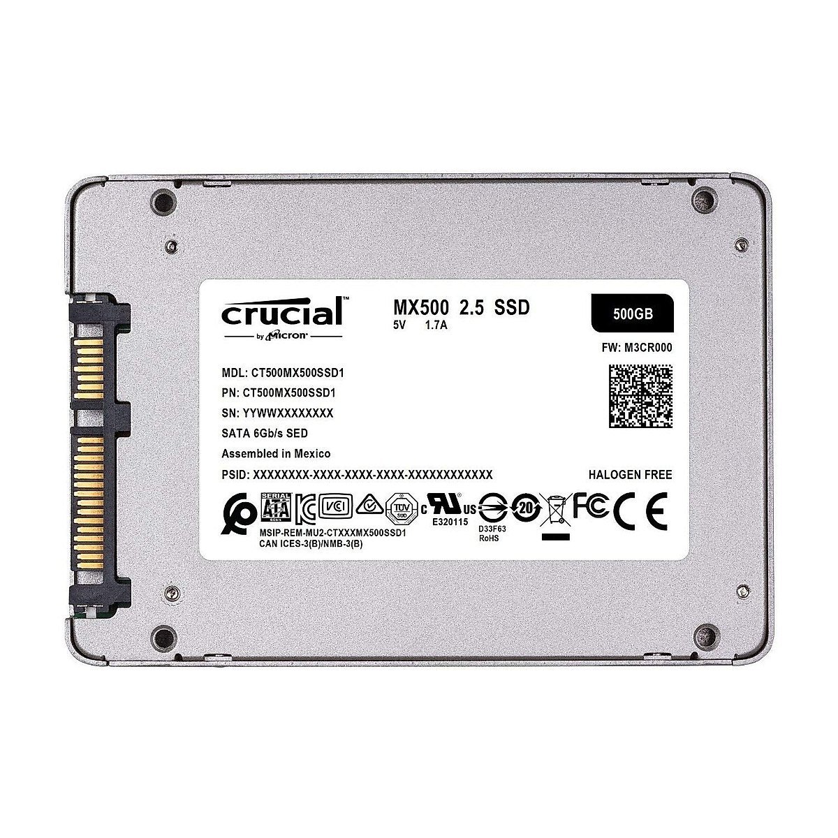 Crucial MX500 500GB SATA 2.5In 7mm Internal Solid State Drive