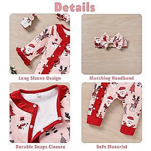 Aalizzwell 0-3 Months Newborn Baby Girls Christmas Romper Infant Winter Clothes Coming Home Outfit Xmas Clothing