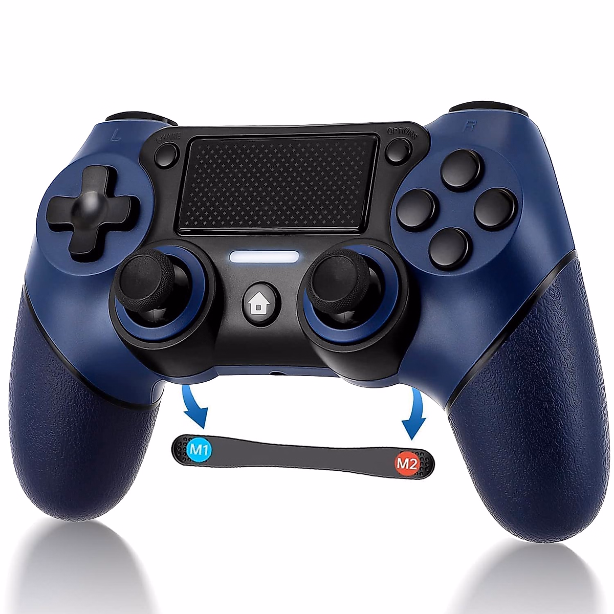 TJPD Wireless Controller for PS4, Wireless Remote Gamepad with 2 Programmable Back Buttons/Turbo/Dual Vibration/Touch Pad/Six-axis Motion (Blue) (Blue)