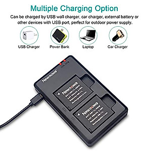 Newmowa NB-11L/11LH Battery (2 Pack) and Dual USB Charger Kit for Canon NB-11L/11LH and Canon PowerShot A2300 is, A2400 is, A2500, A2600, A3400 is, A3500 is, A4000 is, ELPH 110 HS, ELPH 115 HS