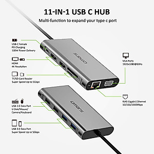 Omars USB C Docking Station + Portable Laptop Charger 24000mAh