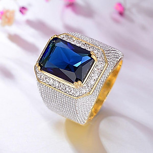 Viyuroyk 925 sterling silver Square Gemstone CZ Diamond Eternal engagement Cubic Zirconia Rings Diamond Rings for Women Jewelry Findings Earring Backs Findings (US Code 11, sapphire)