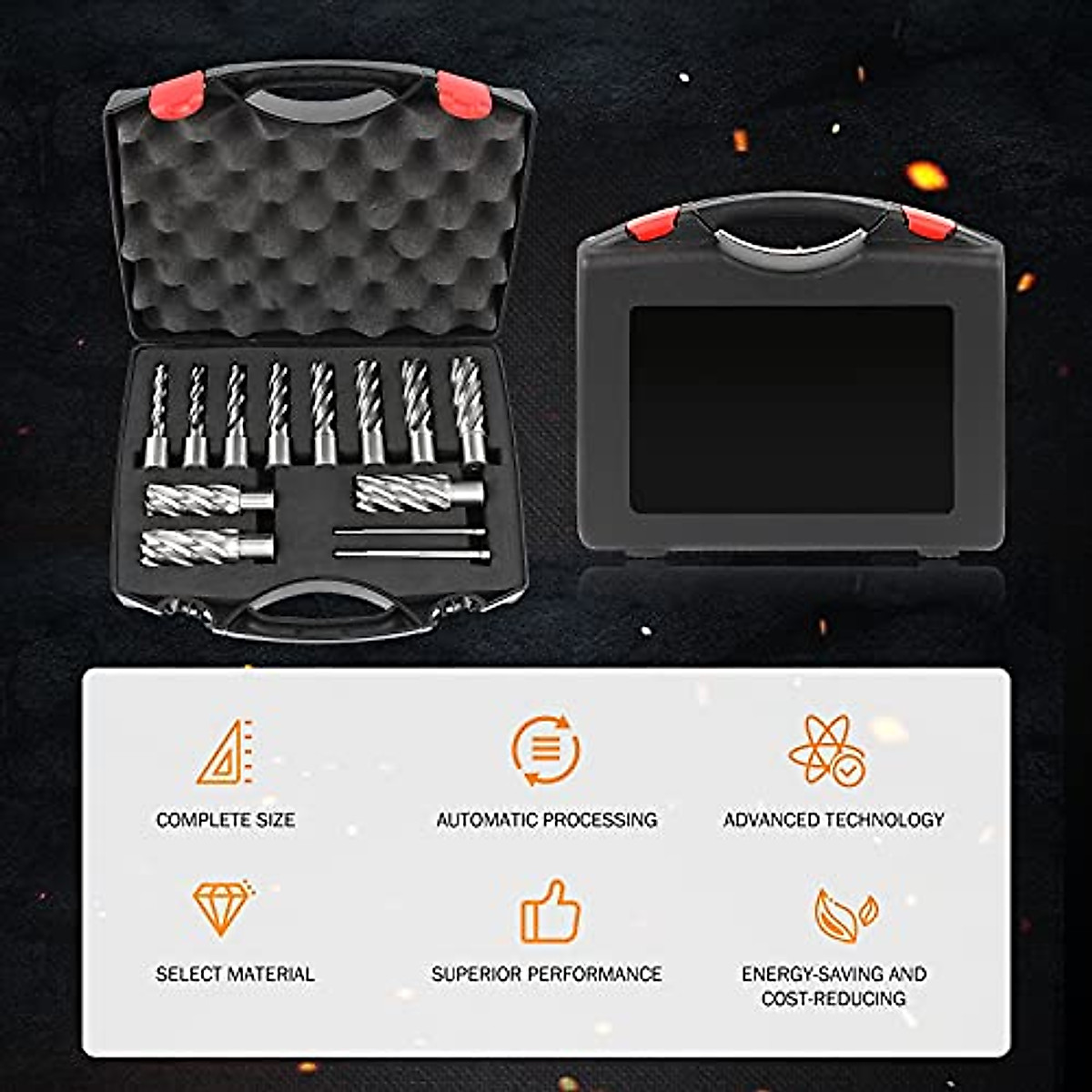 WICHEMI Annular Cutter Set 3/4 Inch Weldon Shank 2 Cutting Depth and Cutting Diameter from 7/16 to 1-1/16 for Magnetic Drill Press HSS Standard Kit Two Flat with 2 Pilot Pins
