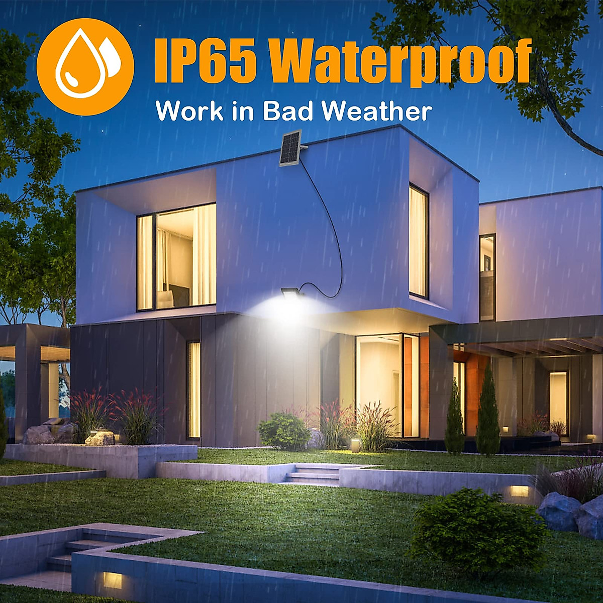 TFKK 200W Solar Street Light Waterproof, 16ft Wire Light Sensor Solar Parking Lot Lights, 20000LM Solar Security Flood Lights Outdoor, 8000K LED Solar Lights for Outside Garden Yard Path