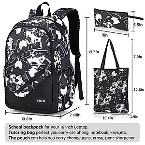 YHFD Boys' school backpacks, primary and secondary school backpacks, children's backpacks, tutoring bags, and pencil boxes (Technology Grey)