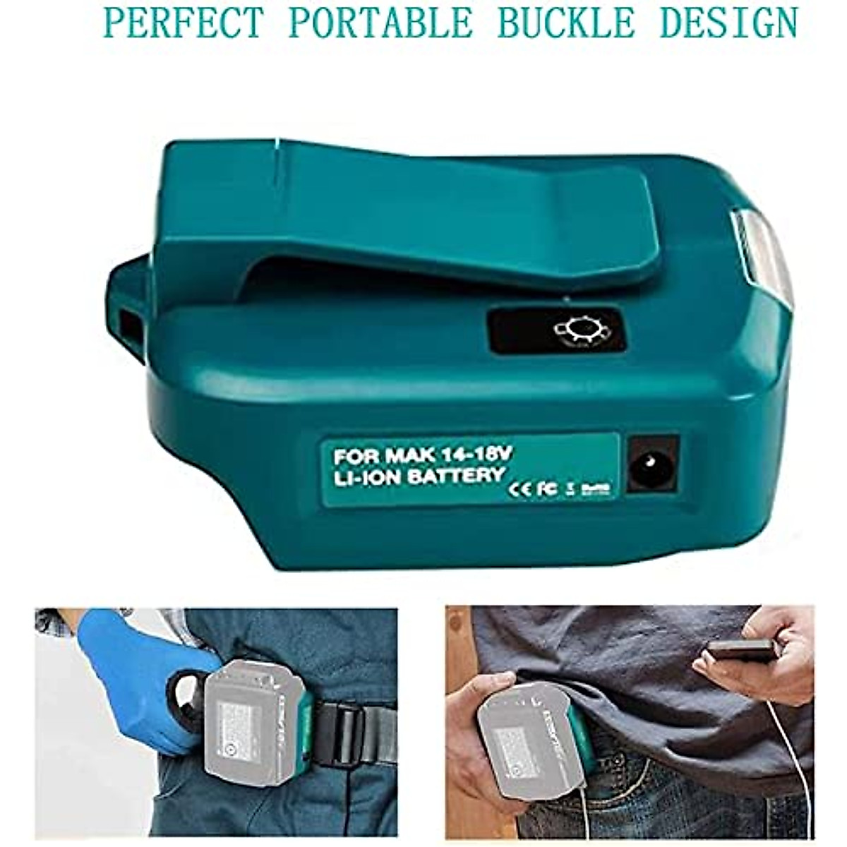 ADP05 Power Source for Makita 14-18V Lithium-Ion LXT Battery Geelink USB Phone Charger Adapter Converter with Dual USB Ports, 12V DC Port, 3W LED Work Light Flashlight