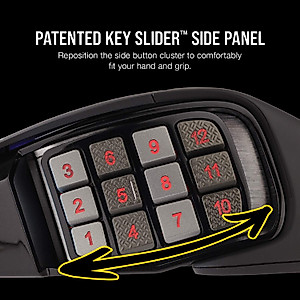 Corsair Scimitar RGB Elite, MOBA/MMO Gaming Mouse, Black, Backlit RGB LED, 18000 DPI, Optical (Renewed)