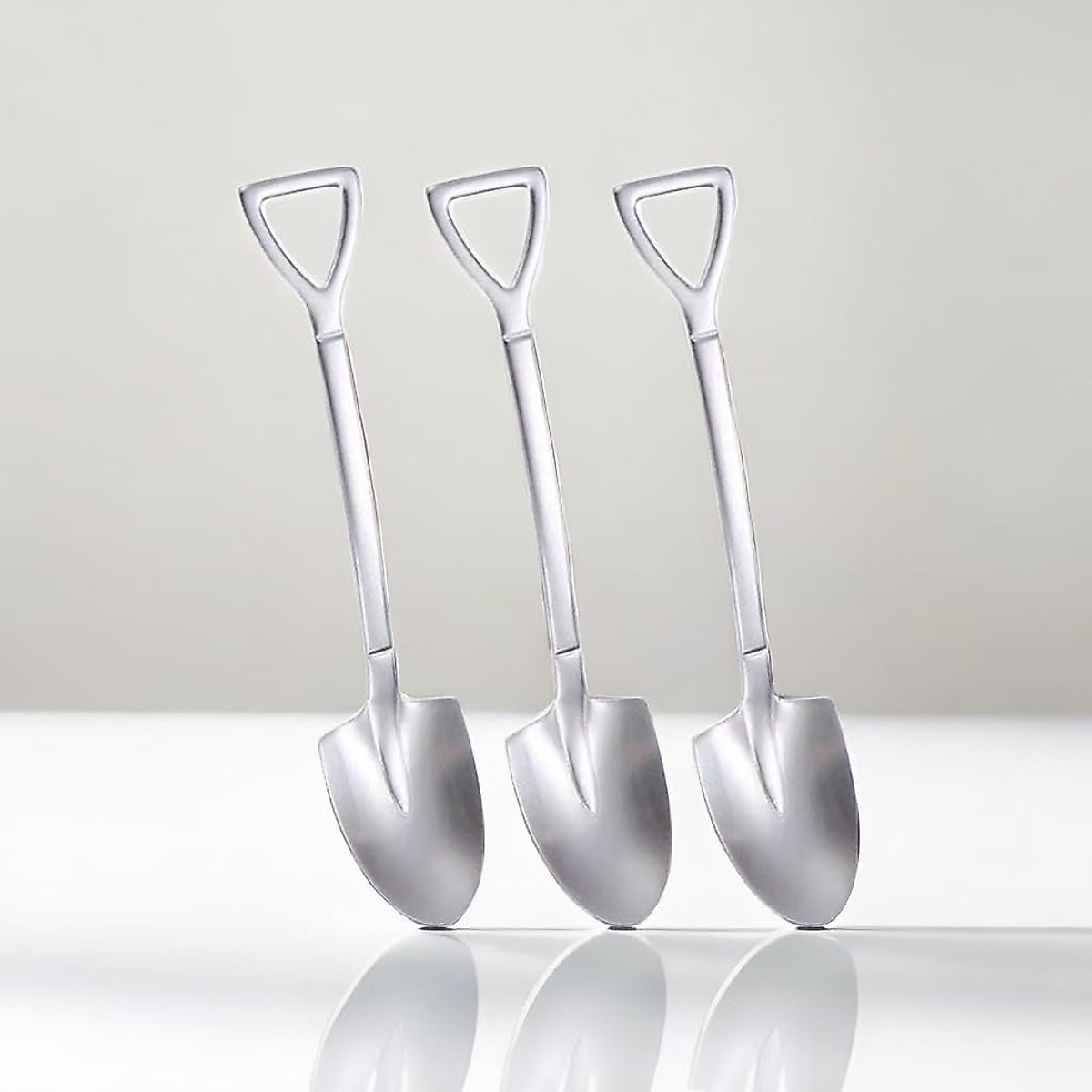 Smilesunus 10 Pcs Mini Shovel Spoons Dessert Spoons Stainless Steel Ice Cream Yogurt Spoons