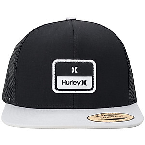 Hurley Men's Caps - Flat Brim Mesh Panel Baseball Cap Trucker Hat - Snap Back Hats for Men, Size One Size, Wolf Grey/Black