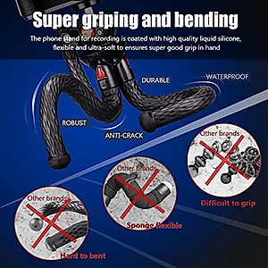 Phone Tripod, Lammcou 3 in 1 Flexible Tripod for Camera, Cell Phone, Universal 360 Degree Rotation Phone Holder with Tilt Ballhead for Video Recording, Vlogging, Live Streaming (Black)