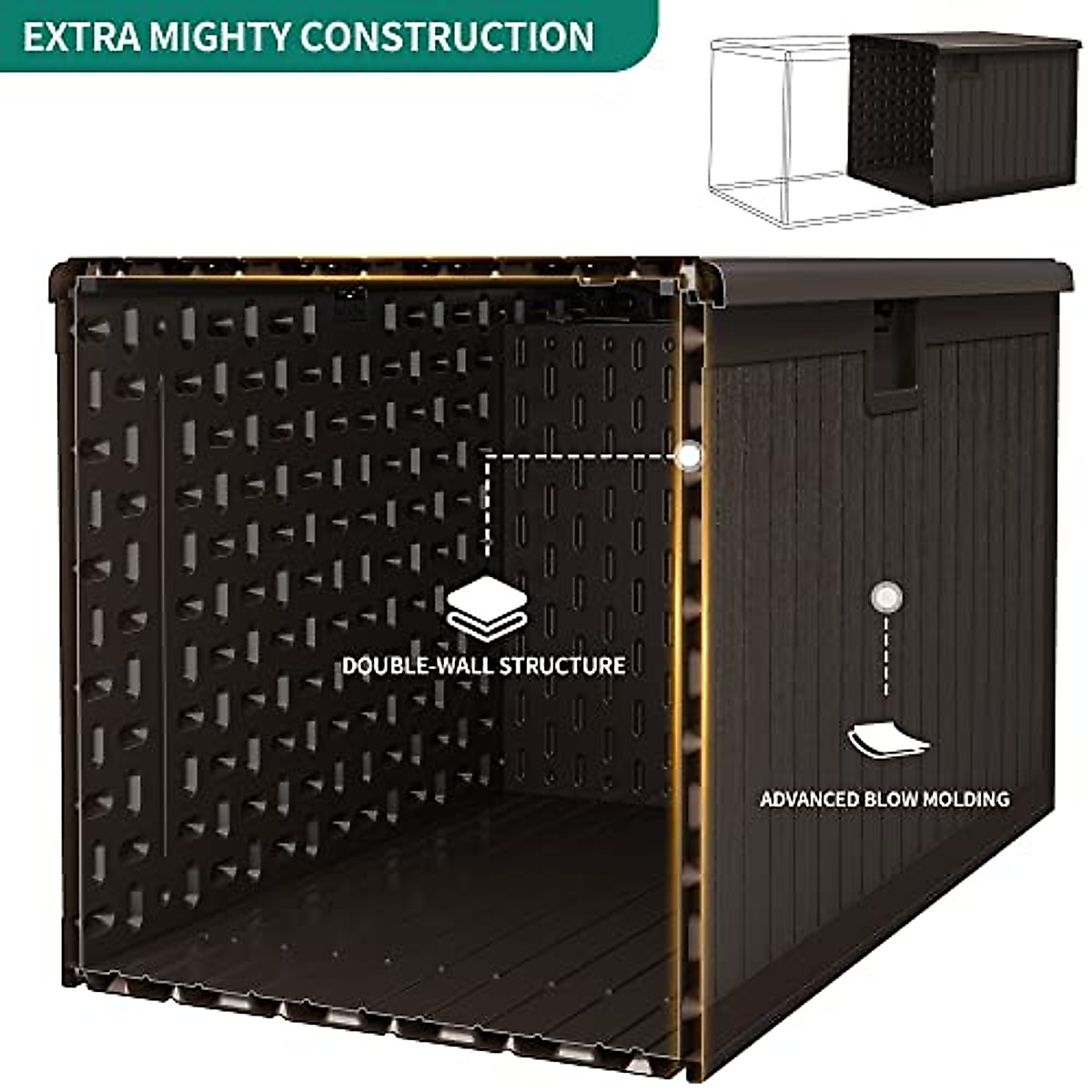 YITAHOME XL 150 Gallon Large Deck Box,Outdoor Storage for Patio Furniture Cushions,Garden Tools and Pool Toys with Flexible Divider,Waterproof,Lockable (Brown)