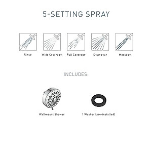 Moen 20090SRN Ignite Five-Function 3 3/4" Diameter Spray Head Wallmount, Spot Resist Brushed Nickel