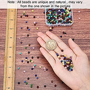 SUNNYCLUE 1 Box 400Pcs 4mm 7 Chakra Natural Stone Beads Round Genuine Stone Beading Kit Semi Precious Gemstone Loose Spacer Bead with Elastic Thread for Adults DIY Jewellery Bracelet Necklace Making