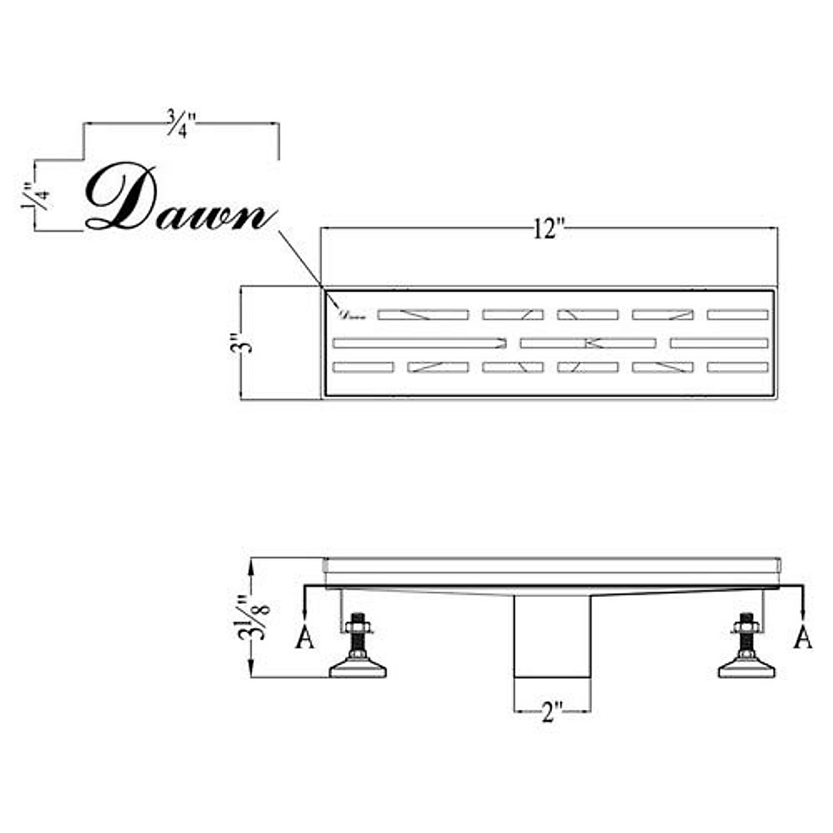 Dawn LAN470304 Amazon River Series Linear Shower Drain, 47"