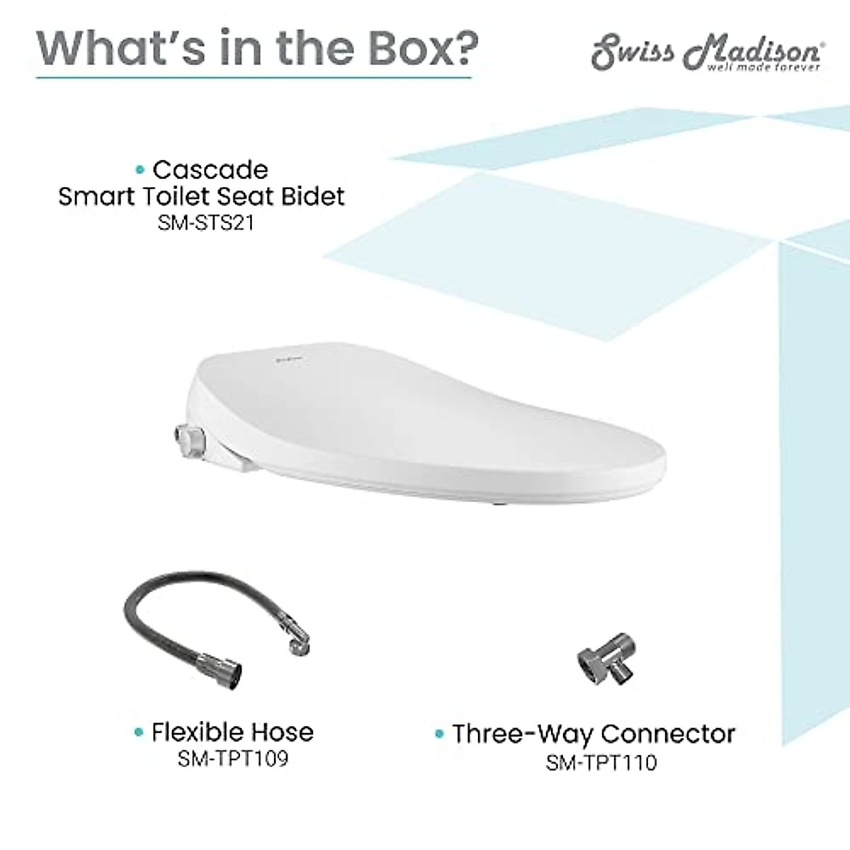 Swiss Madison Well Made Forever SM-STS21, Cascade Smart Toilet Seat Bidet , White