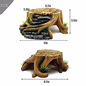 Turtle Basking Platform,Tortoise Shale Step Resting Terrace,Reptile Tree Stump Hideout Cave Terrarium Accessories Aquarium Decoration for Bearded Dragon Lizard Chamelon Gecko Iguana Frog Newt