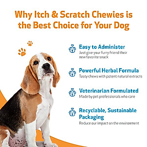 Pet Wellbeing Itch & Scratch Chewies or Dogs - Vet-Formulated - Itchy Skin & Paws, Hot Spots, Redness - 90 Soft Chews