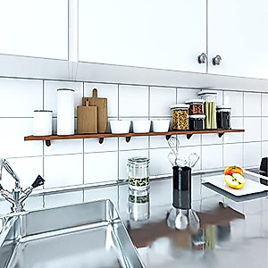 PLAYCON Easy Wall Mounted Floating Shelves Set of 3, for Office/Bedroom/Living Room/Media Room/Kitchen/Bathroom/Laundry Room/Storage, Innovative Textured PVC Finishing Walnut Wood Veneer Looking