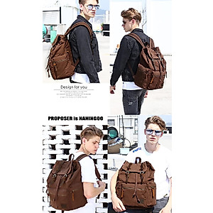 Canvas Backpack Unisex Vintage Casual Rucksack 17 inch Laptop Daypacks Schoolbag College Bookbag Hiking Camping Travel Bag Black