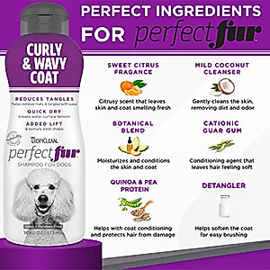 TropiClean Perfect Fur Detangling Dog Shampoo for Breeds with Curly & Wavy Fur, 16 Ounce