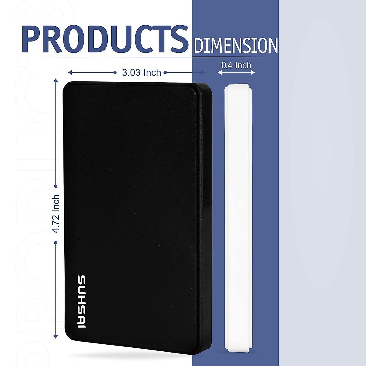 SUHSAI 500GB Portable External Hard Drive USB 2.0 Storage and Backup Drive, USB Hard Disk Drive, Memory Storage Expansion External HDD for Computer, Mac, Desktop (White)