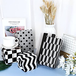 Kavoc 100 Sheet Black White Plaid Tissue Paper Star Stripes Dots Pattern Tissue Paper Checkerboard Art Tissue 5 Styles Simple Gift Wrapping Paper Bulk for DIY Crafts Gift Bag Supplies, 14 x 20