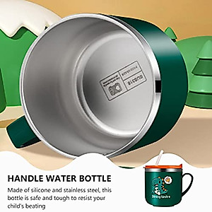 Toddmomy Milk Kids Steel Bottle Drinking Straw Stainless Plastic Cup Scale Anti-scalding Handle Cover and Silicone Ml with Baby Water