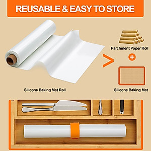 Silicone Baking Mat Roll -12IN x 10FT Non Stick Heat Resistant Food Grade Baking Mats, No Slip Reusable Freeze Dryer Mat,Pastry Mat,Countertop Protector Mat, Washable Oil-Proof  Refrigerator Liners