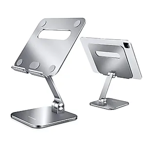 elitehood Aluminum iPad Pro 12.9 Stand, Adjustable iPad Stand Holder for Desk, Large Back Portable Monitor Stand, Tablet Stand Compatible with 15.6’’ Monitor, iPad Pro 12.9, iPad Air Mini 6 5