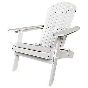 Adirondack Chair Lawn Chair Folding Adirondack Chair Patio Chairs Outdoor Chairs Patio Seating Fire Pit Chairs Wood Chairs for Adults Yard Garden w/Natural Finish (White)