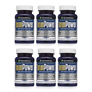 American BioSciences ImmPower AHCC Supplement 6-Pack, Enhanced Immune Support, Natural Killer Cell Activity and Cytokine Production, 30 Vegetarian Capsules, 500 milligrams per Capsule