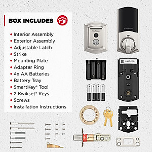 Kwikset Halo Touch Traditional Arched Wi-Fi Fingerprint Smart Lock No Hub Required featuring SmartKey Security in Satin Nickel (99590-001)